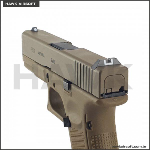 PISTOLA DE AIRSOFT GREEN GÁS GBB EAST & CRANE (E&C) GLOCK 19X TAN ...